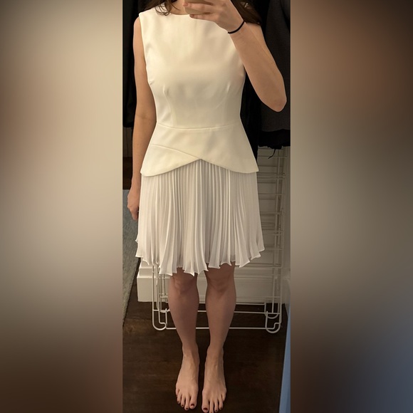Milly | Dresses | Milly Haddy Pleated Mini Dress Ecru | Poshmark